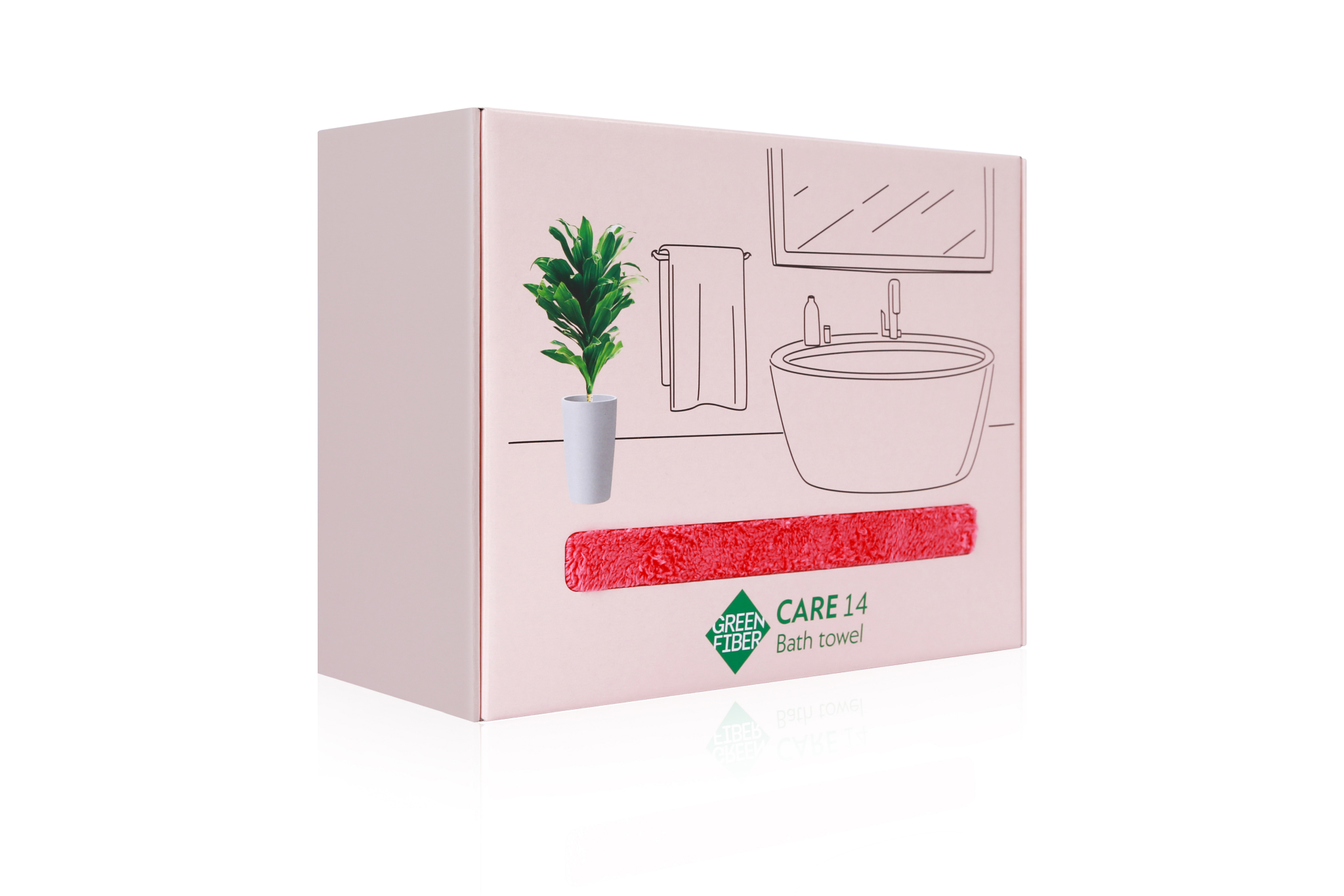 Полотенце банное Green Fiber CARE 14, коралловое :: Green Fiber ...